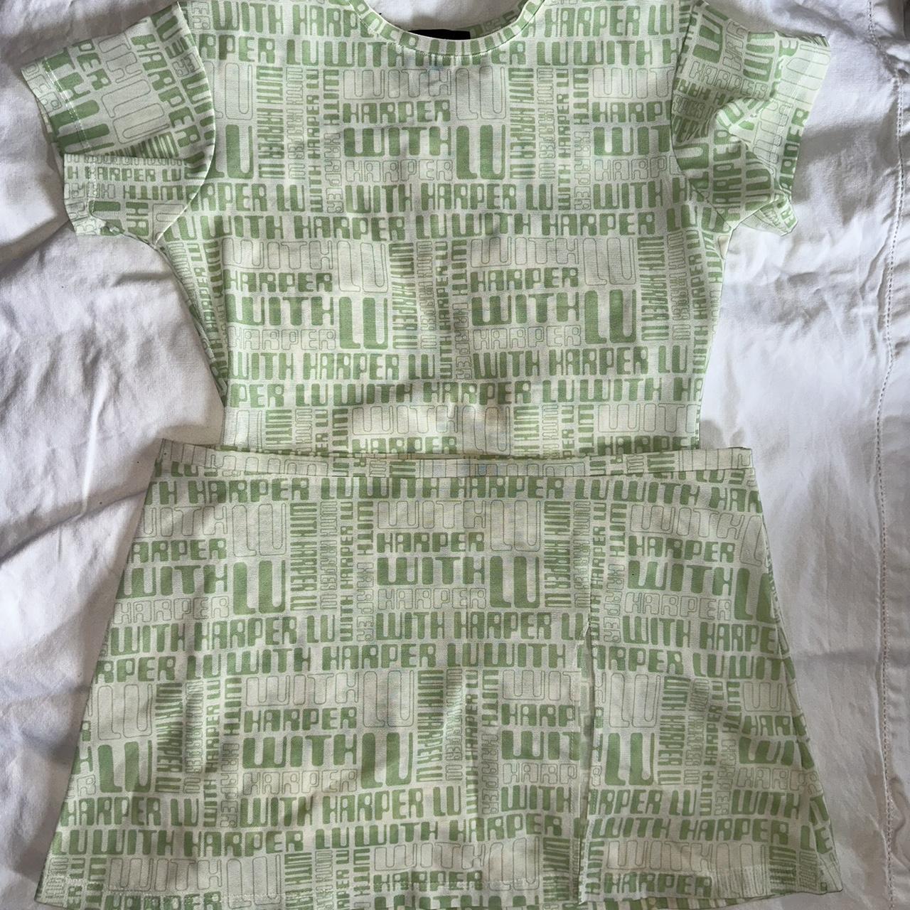with harper lu pistachio monogram set 🧩 only worn a... - Depop