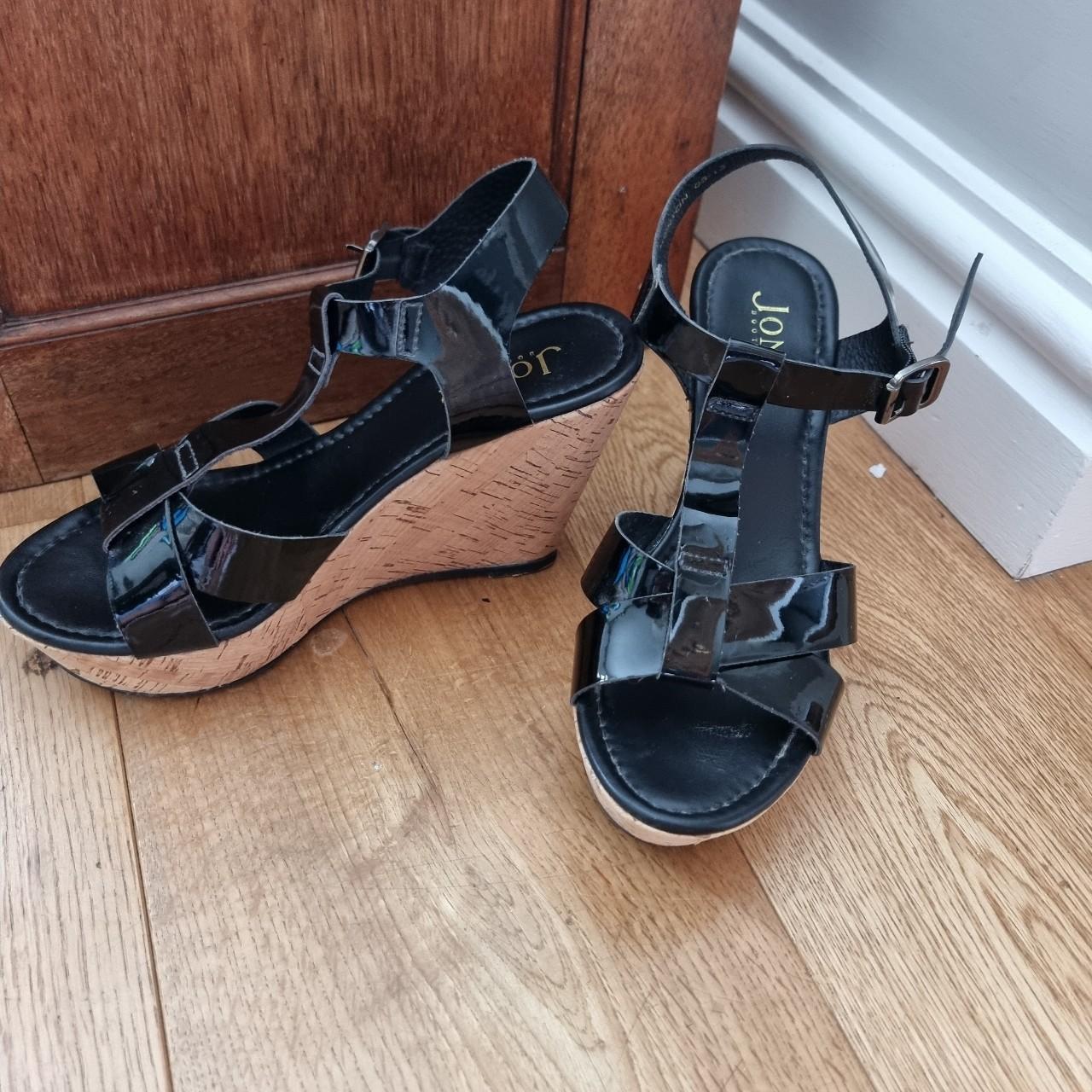 Jones the Bootmaker black patent wedge. Very... - Depop