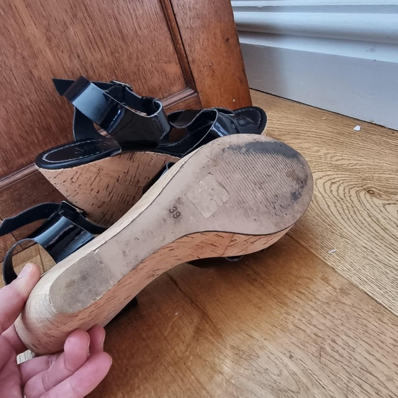 Jones the Bootmaker black patent wedge. Very... - Depop