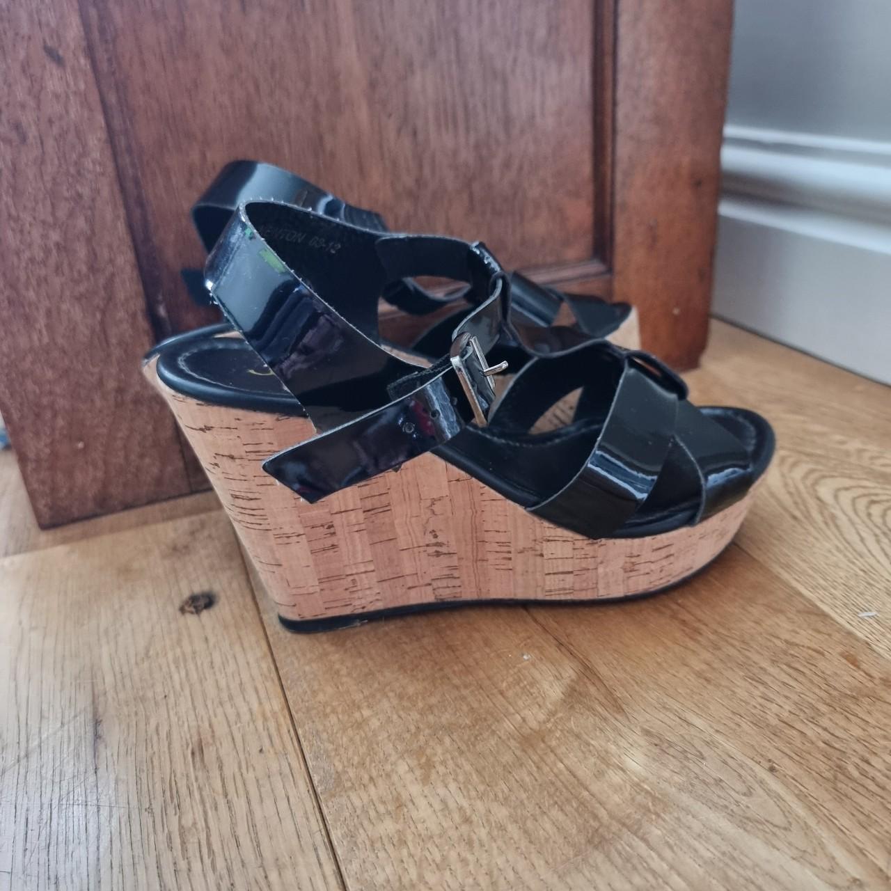 Jones the Bootmaker black patent wedge. Very... - Depop