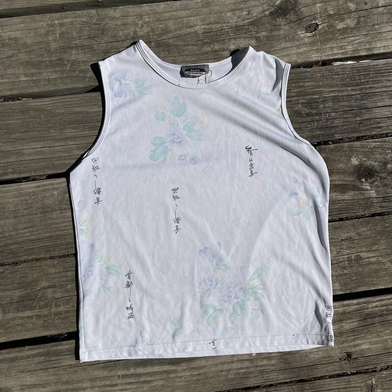 Faded y2k oriental style basic necessities tank top... - Depop
