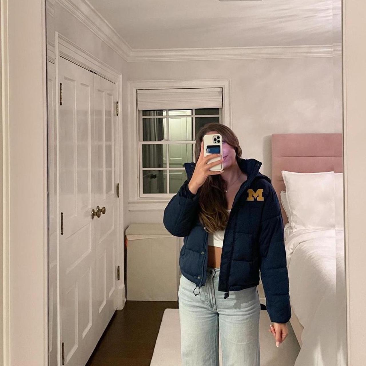 Hype Women's Navy and Yellow Jacket | Depop