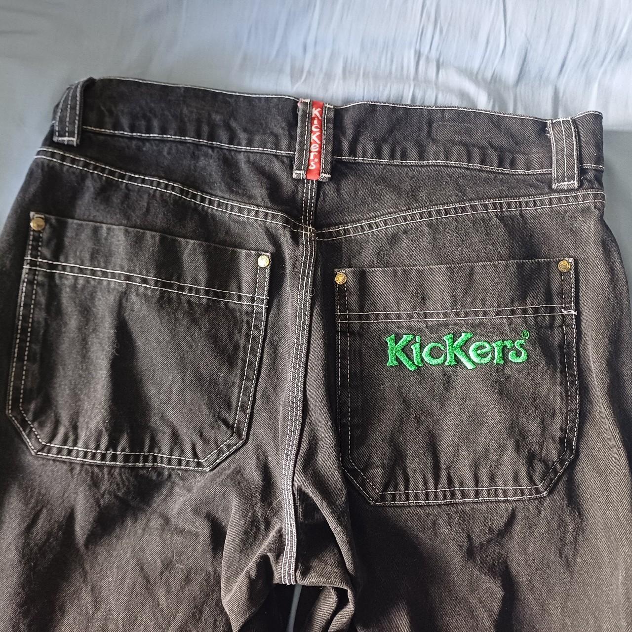 Black and white contrast stitch baggy vintage... - Depop