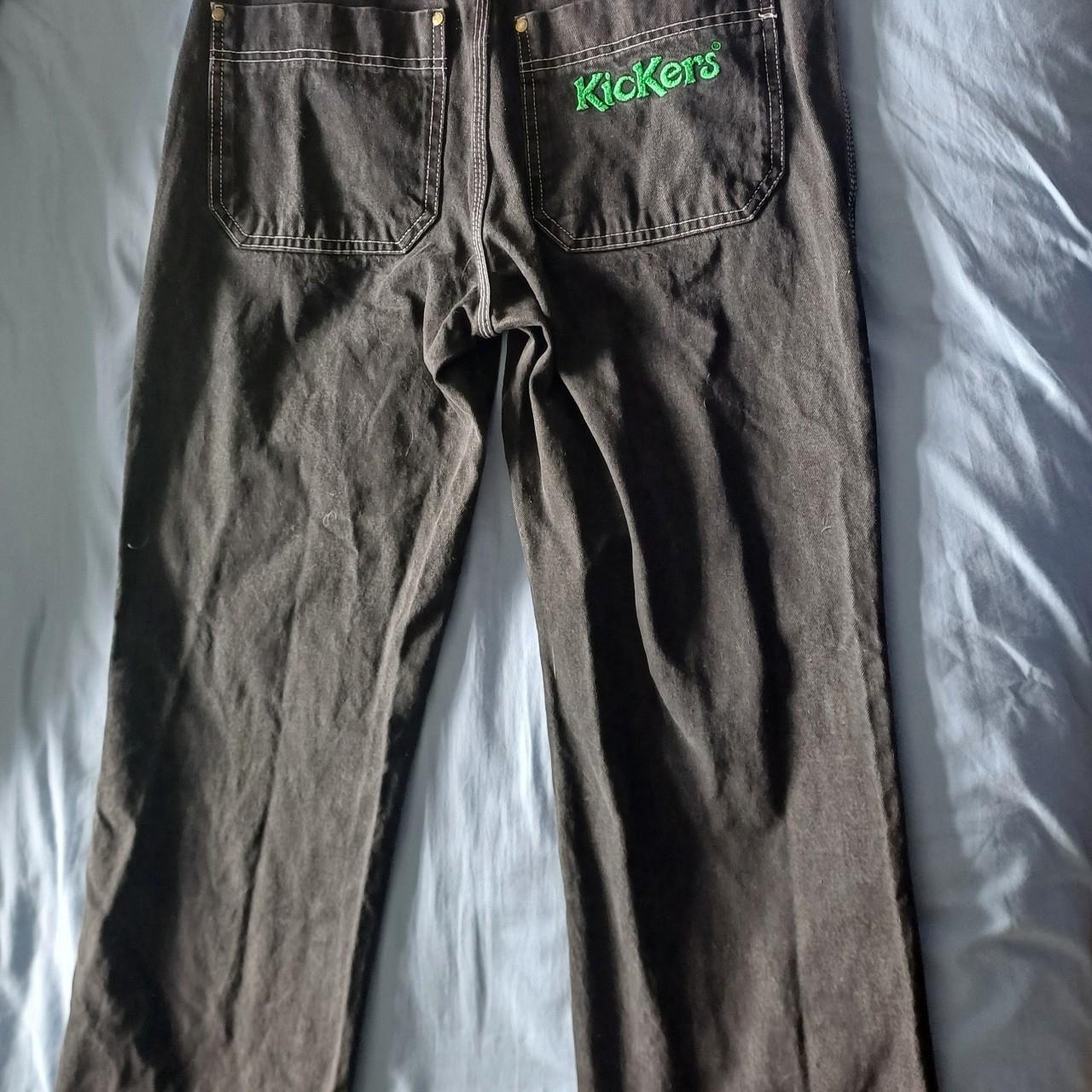 Black and white contrast stitch baggy vintage... - Depop