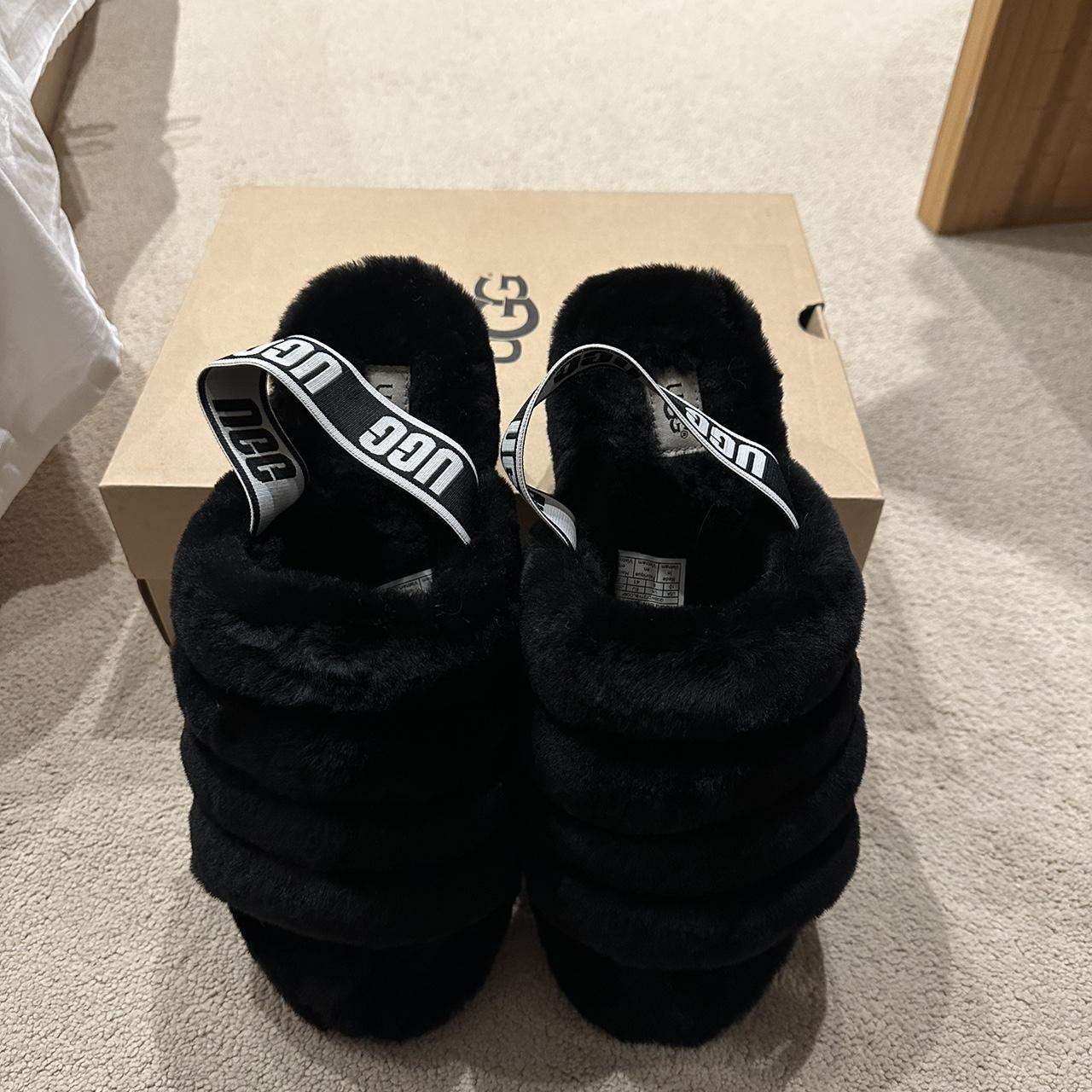 Black Ugg Fluff Yeah Sliders Excellent Condition... - Depop