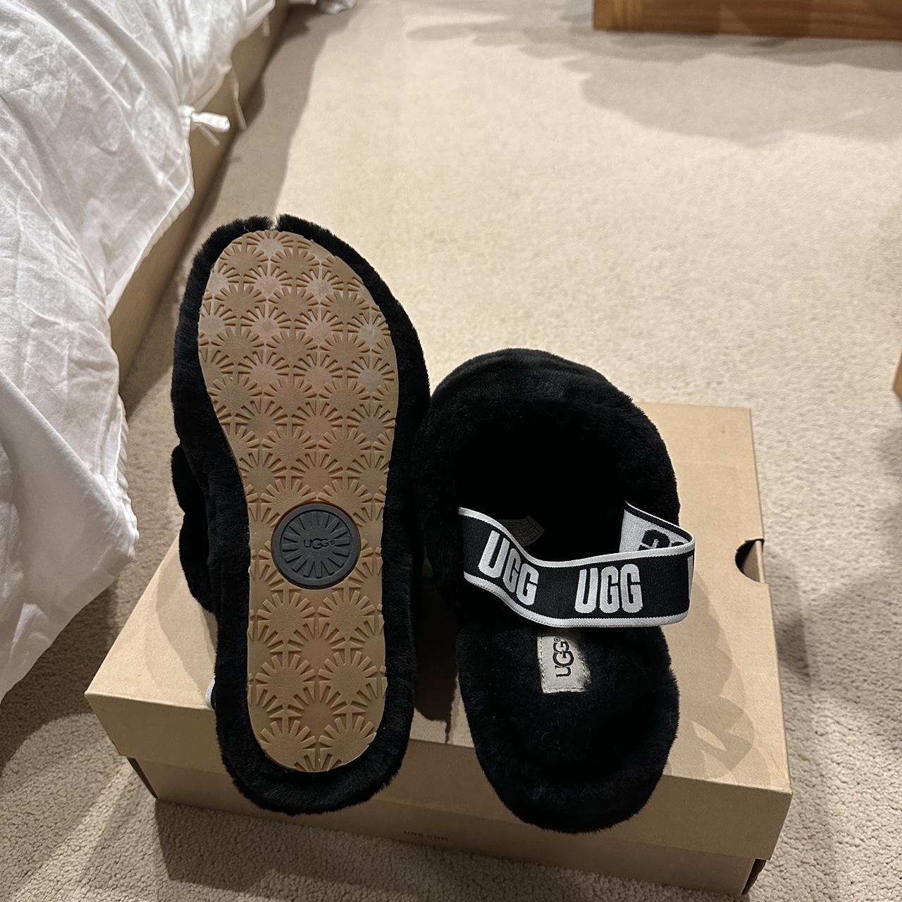Black Ugg Fluff Yeah Sliders Excellent Condition... - Depop