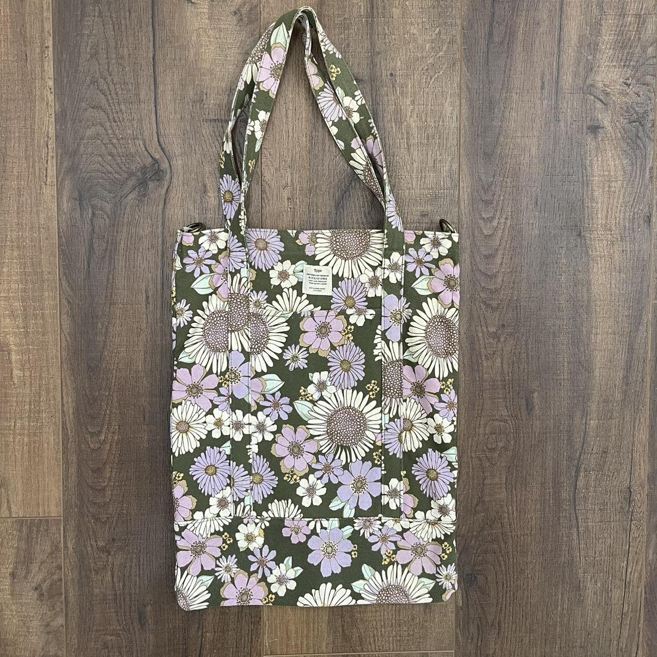 Typo floral tote bag! Good condition & so cute.... - Depop