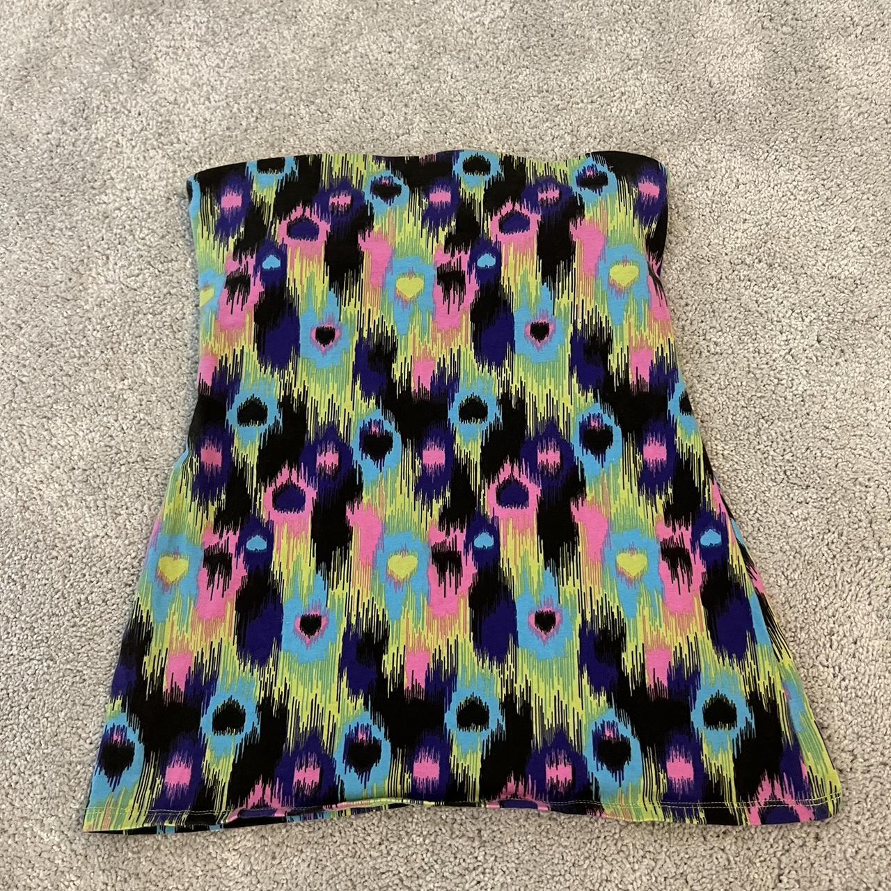 heart colorful tube top w built in bra -fits sizes... - Depop
