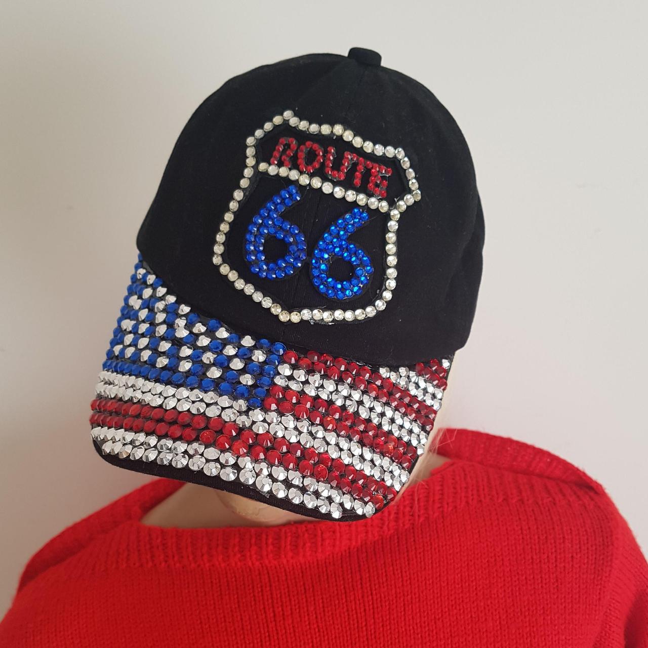 ROUTE 66 Rhinestone GLAM Cap- One Size... - Depop