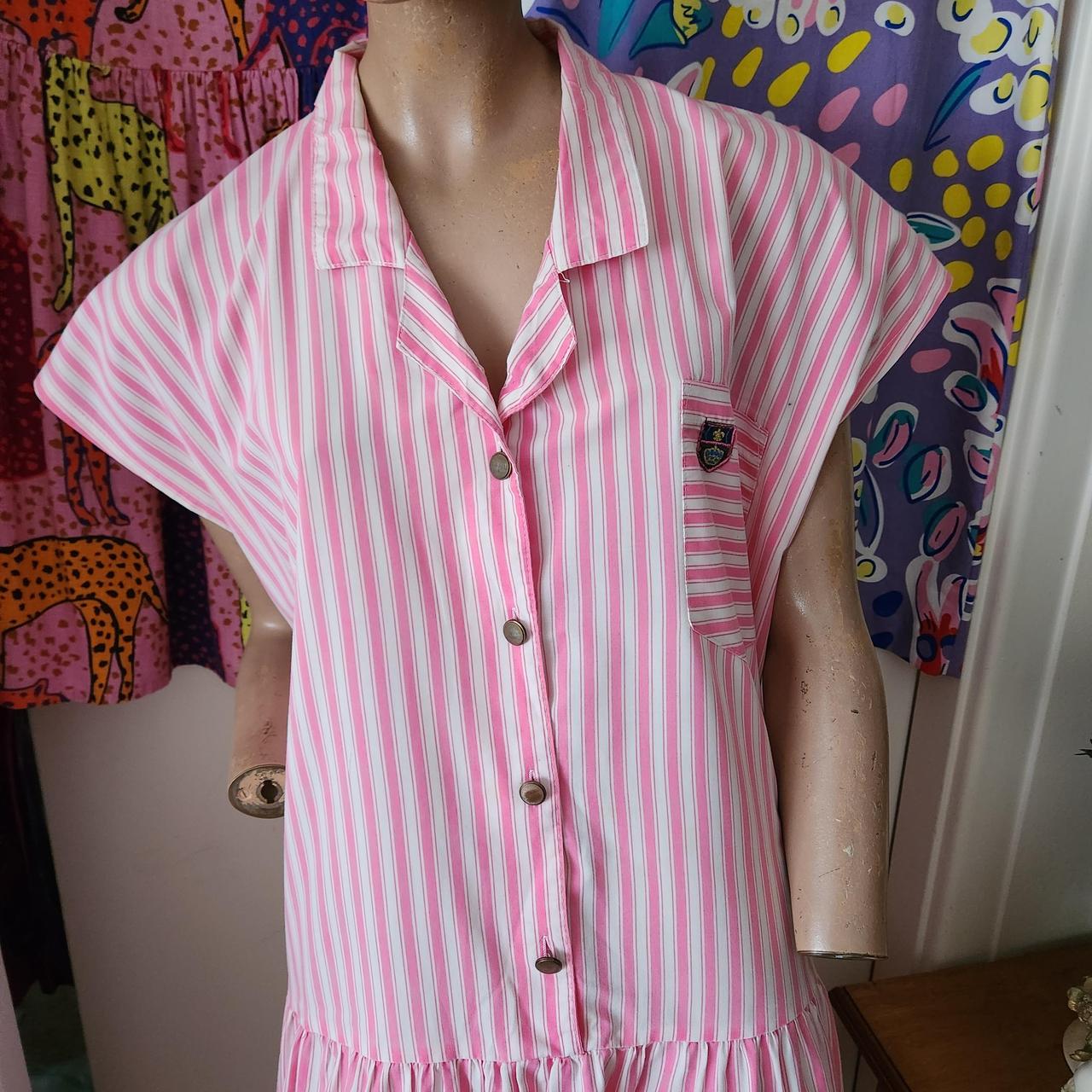 VINTAGE 80s TARGET Pink & White Striped Sleeveless... - Depop