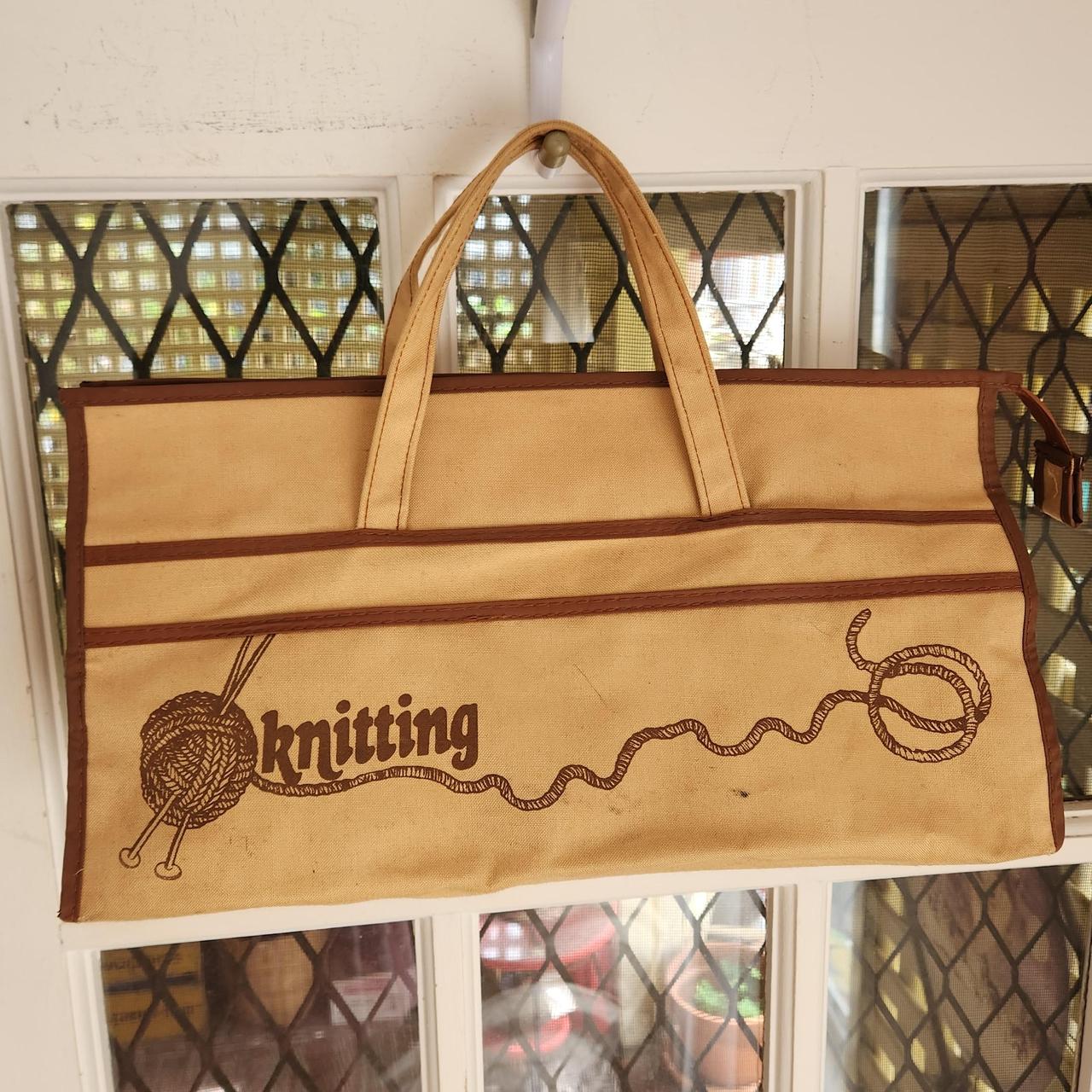VINTAGE 70s Canvas Knitting Bag. This is a super... - Depop