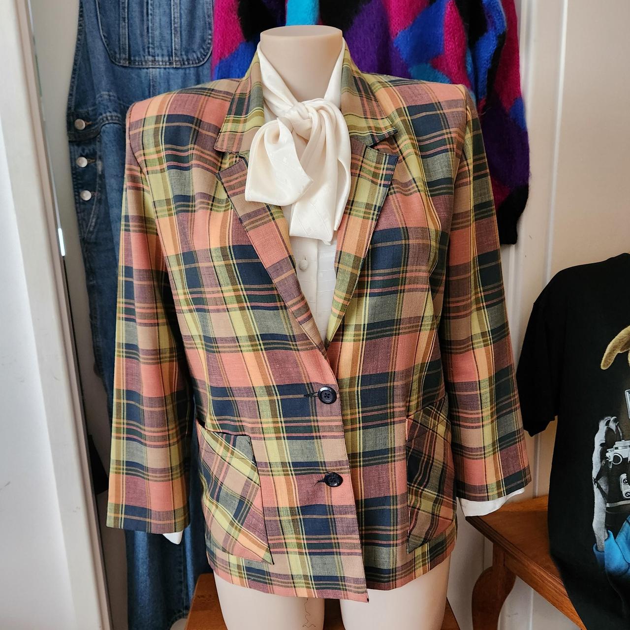 VINTAGE 90s TARGET Plaid Tartan Womens Suit Blazer... - Depop
