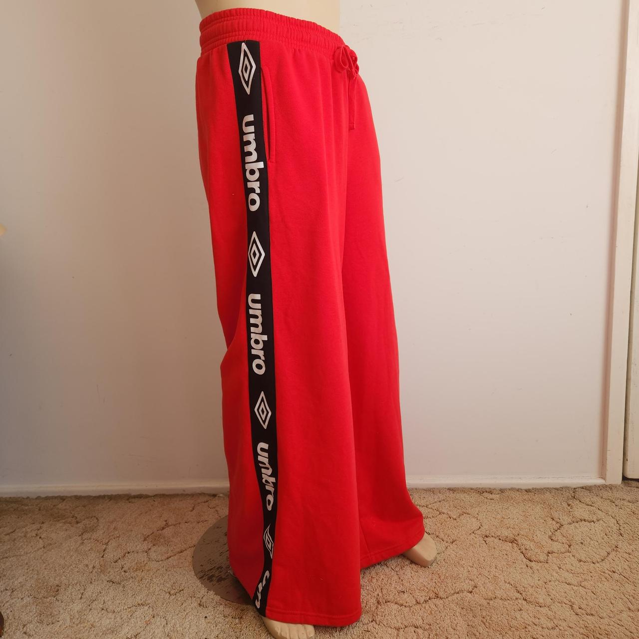 UMBRO Sportswear RED WIDE LEGS Track Pants Size... - Depop
