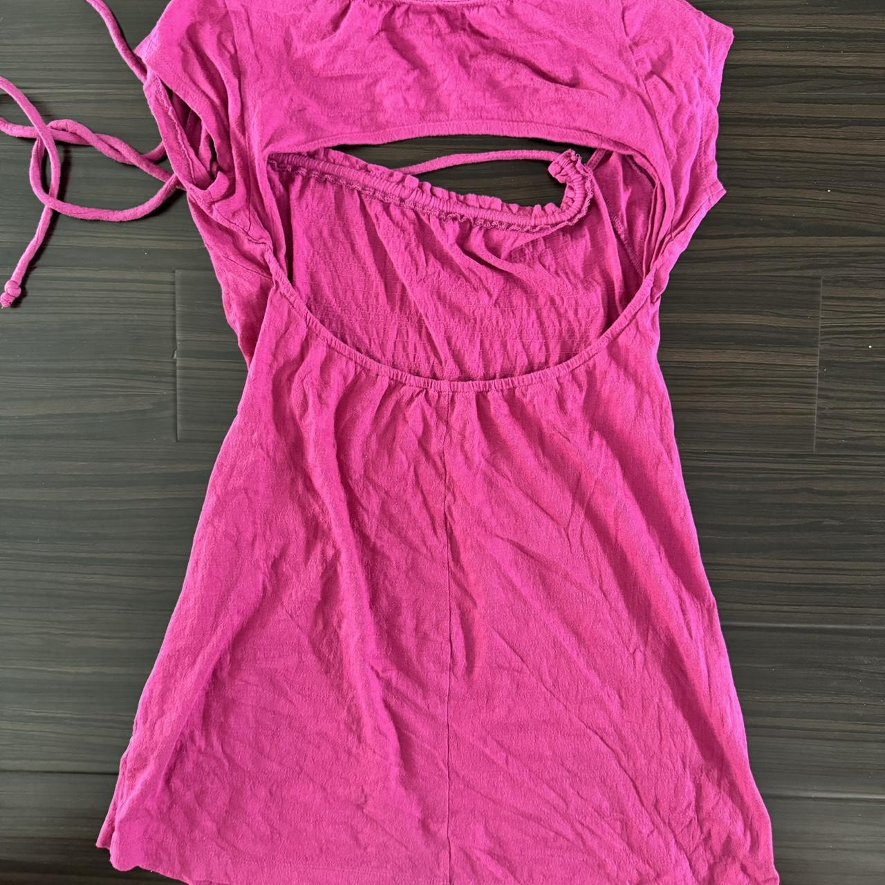 free people hot pink beach coverup/dress, size extra... - Depop