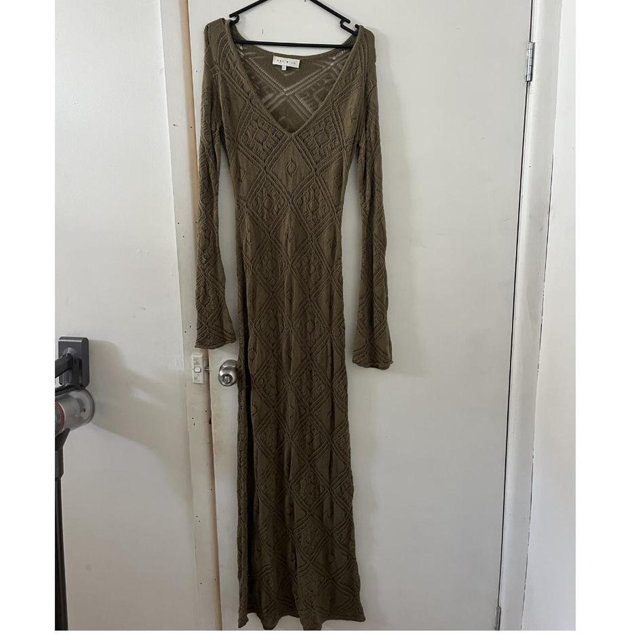 One Mile khaki reversible dress. Worn once - Depop