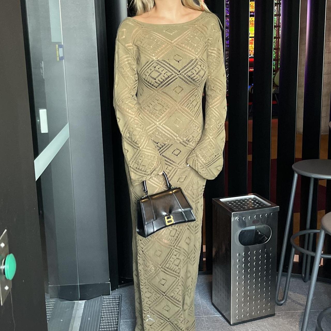 One Mile khaki reversible dress. Worn once - Depop