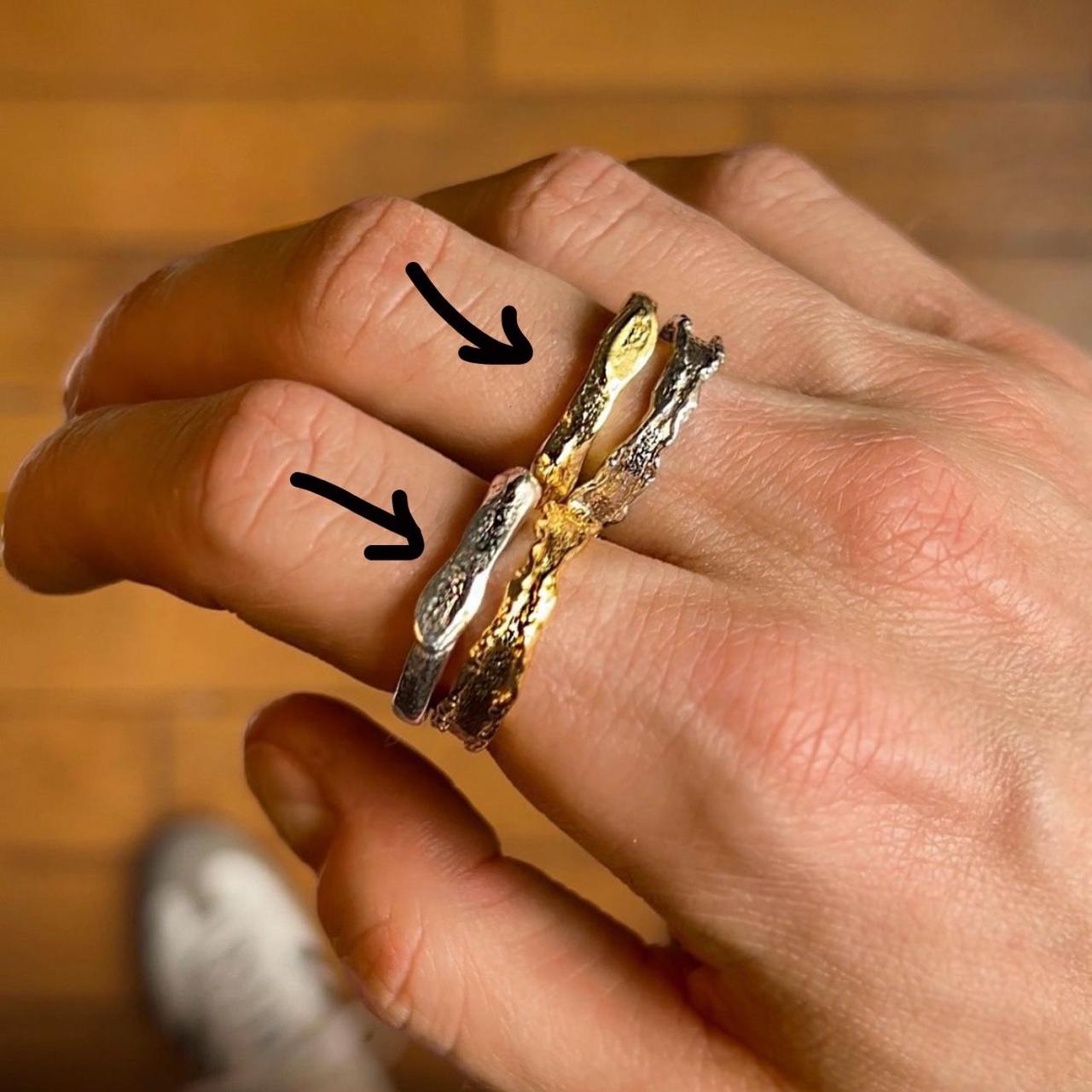 Brand new Monateo Paris silver and gold rings 2x... - Depop