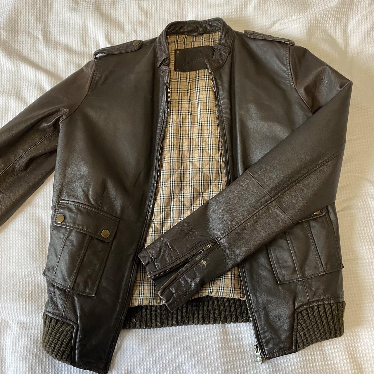 - Vintage brown leather jacket - thrifted, still in... - Depop