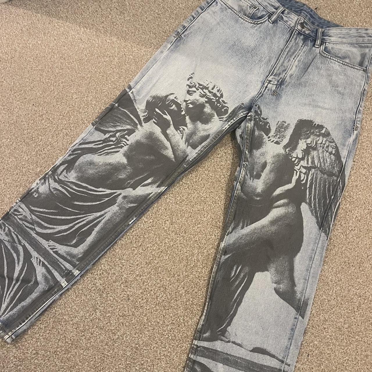 Tsubi flared/stacked monogram jeans Size 32 Worn... - Depop