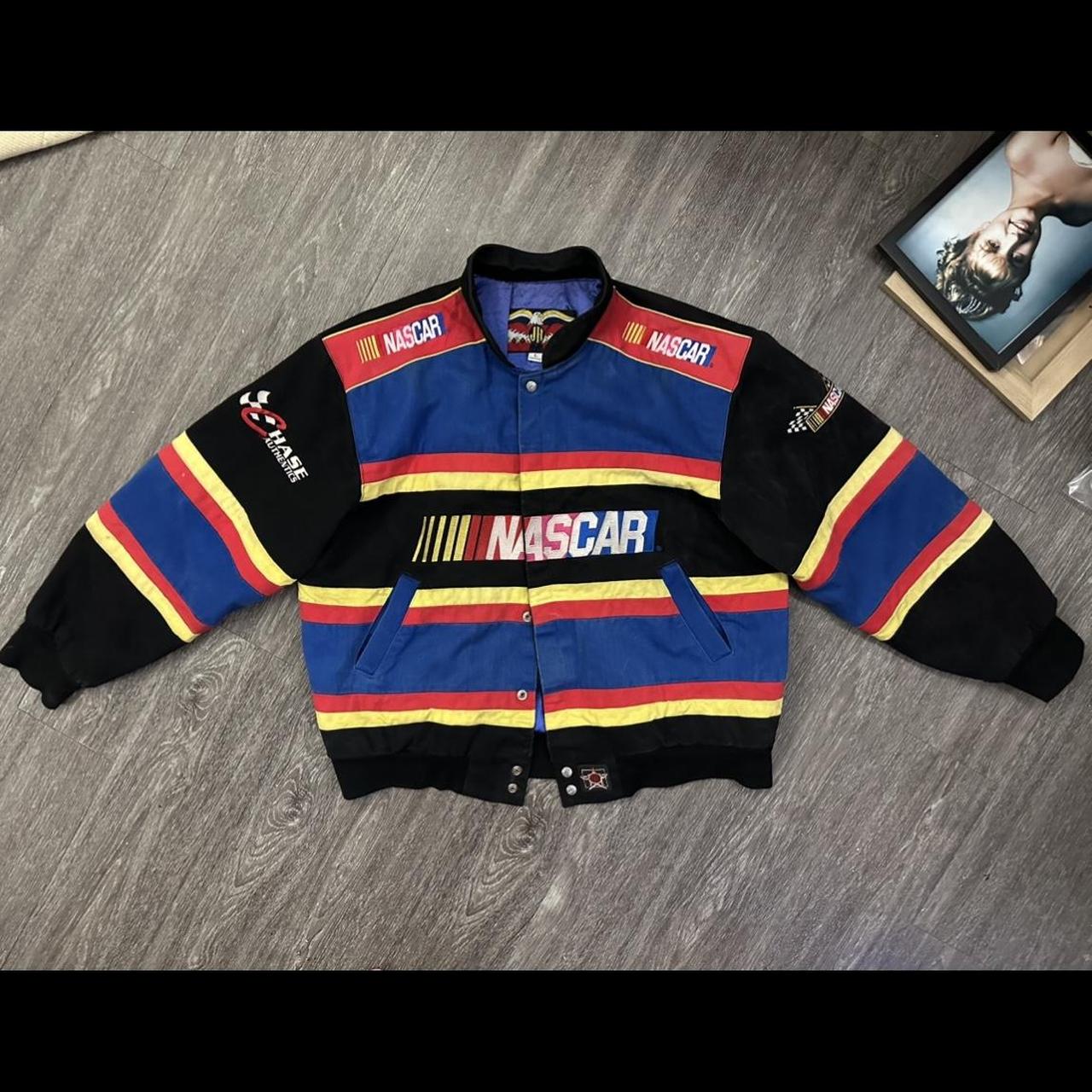insane vtg rainbow nascar racing jacket made in USA,... - Depop