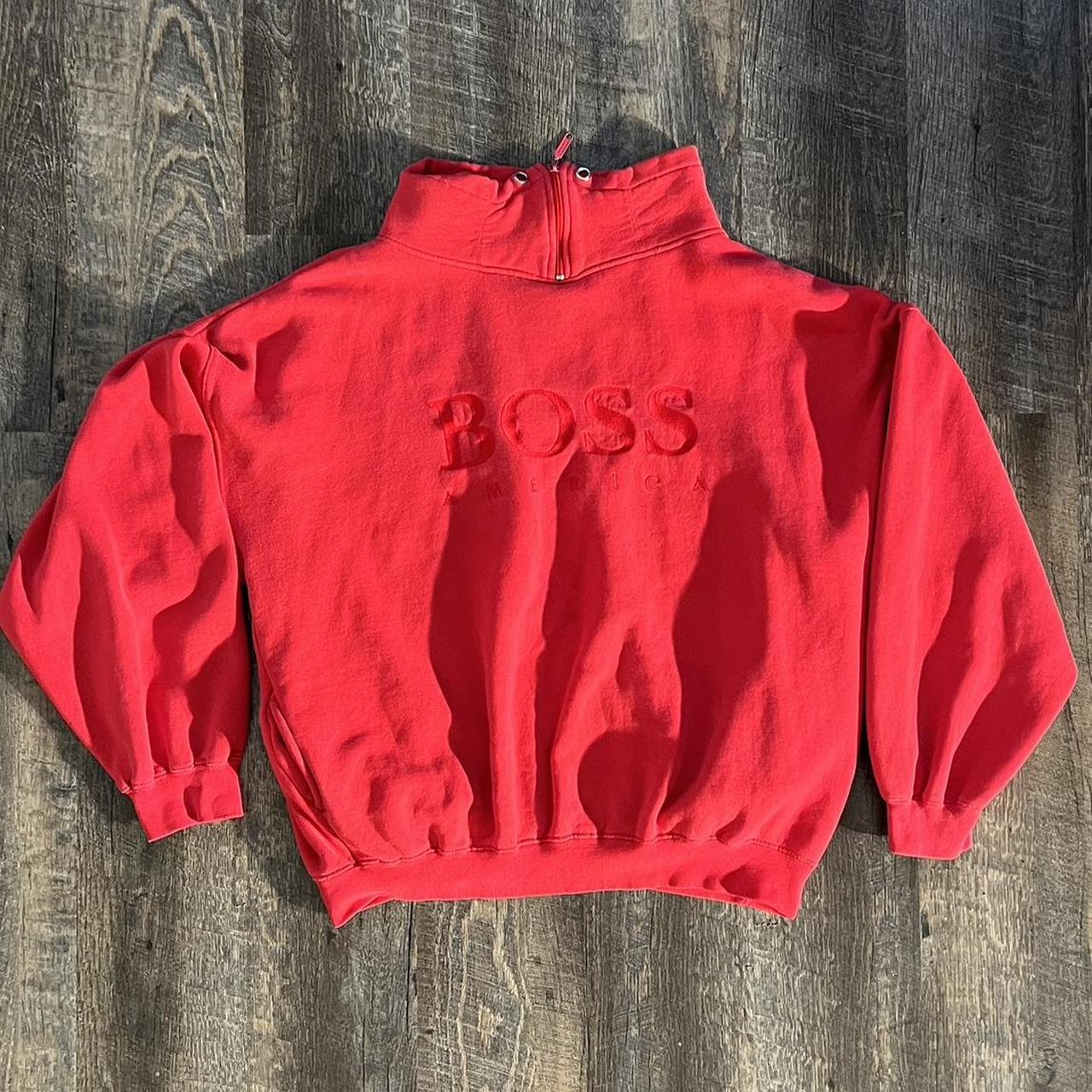 Vintage Boss America Pullover #HugoBoss #Red... - Depop
