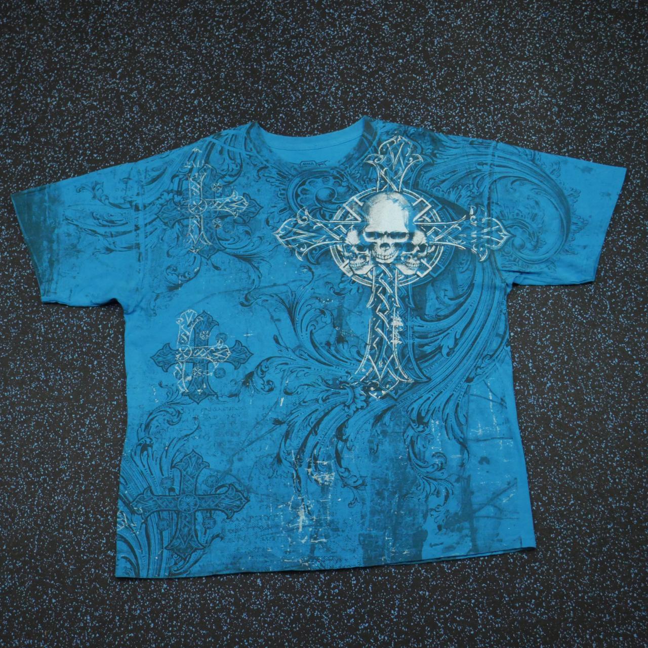 Vintage MMA Elite T-Shirt Skulls AOP All Over Print... - Depop