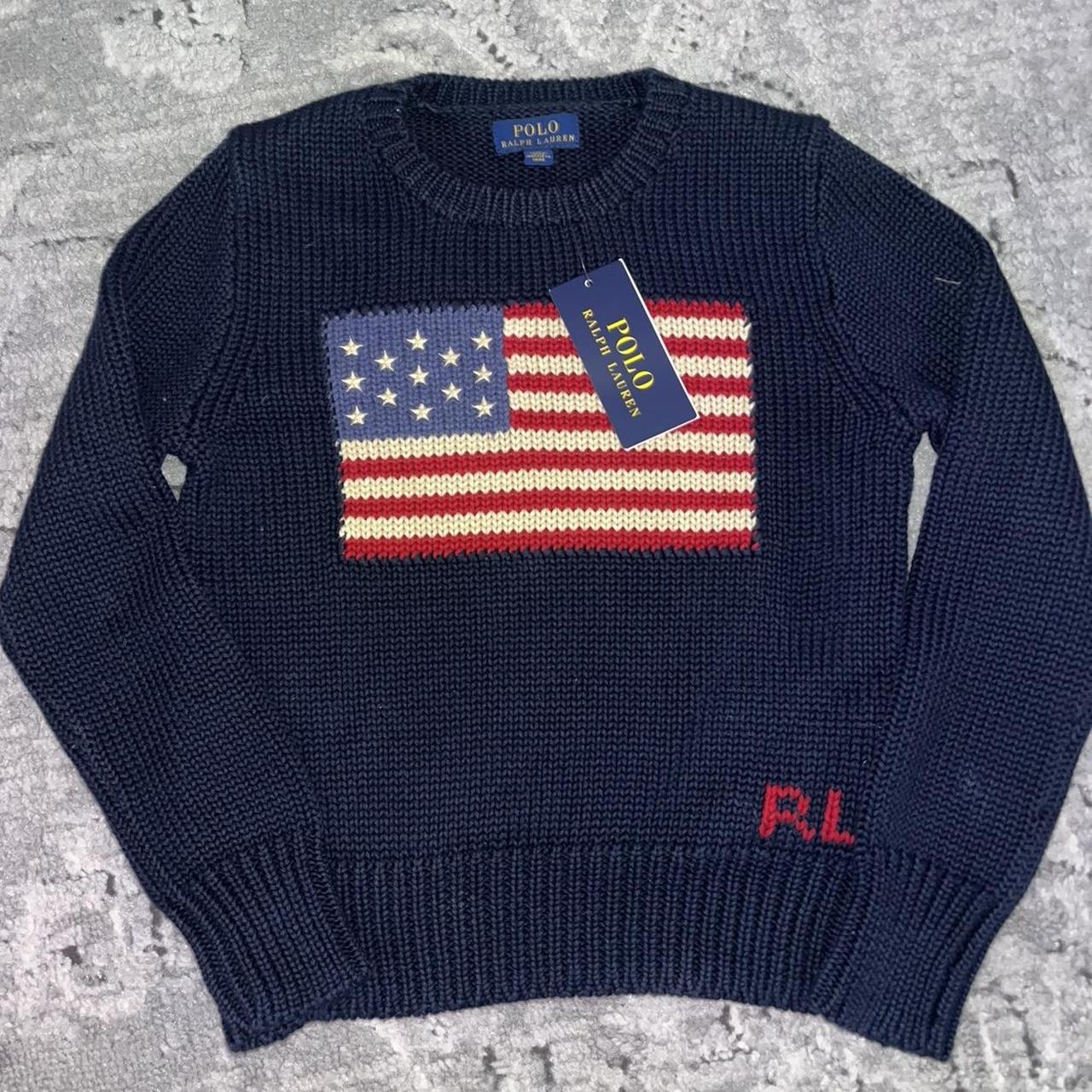 RALPH LAUREN NAVY AMERICAN FLAG SWEATER Size: xs,... - Depop
