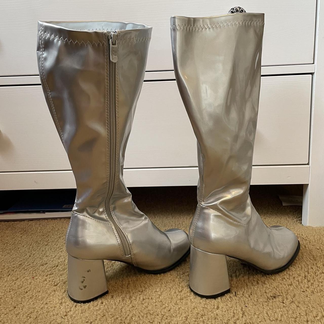 Silver go-go boots! Only worn once! Good condition,... - Depop