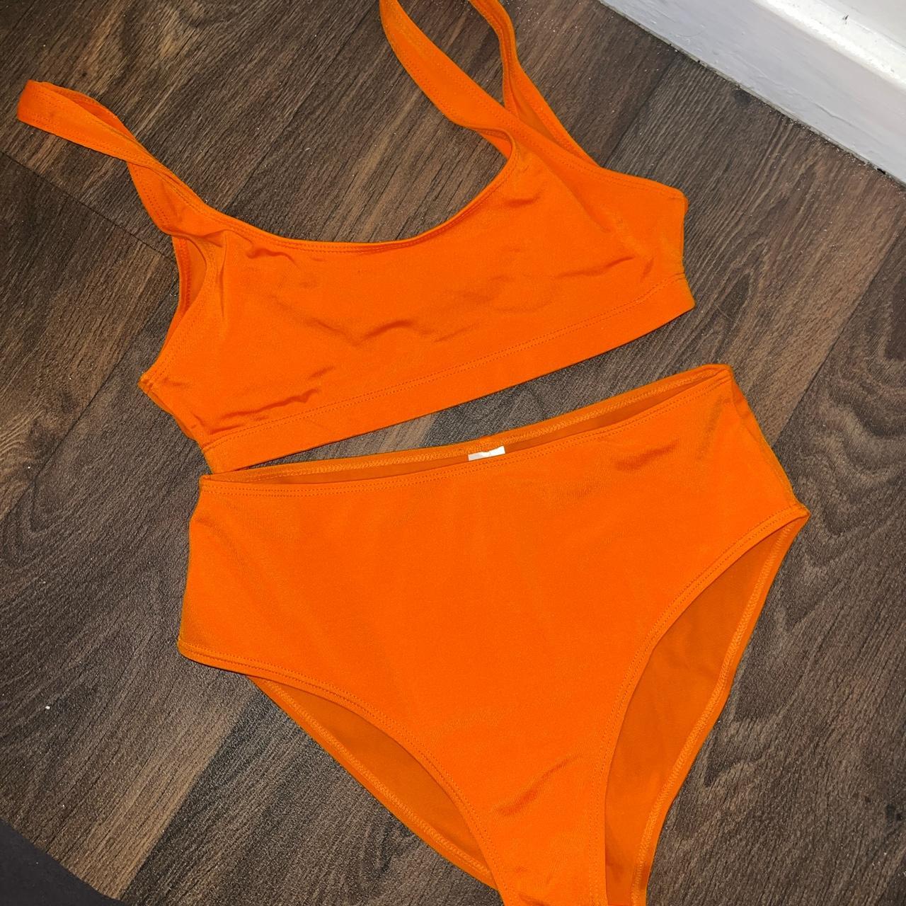 Asos orange bikini high waist set size xs worn once - Depop