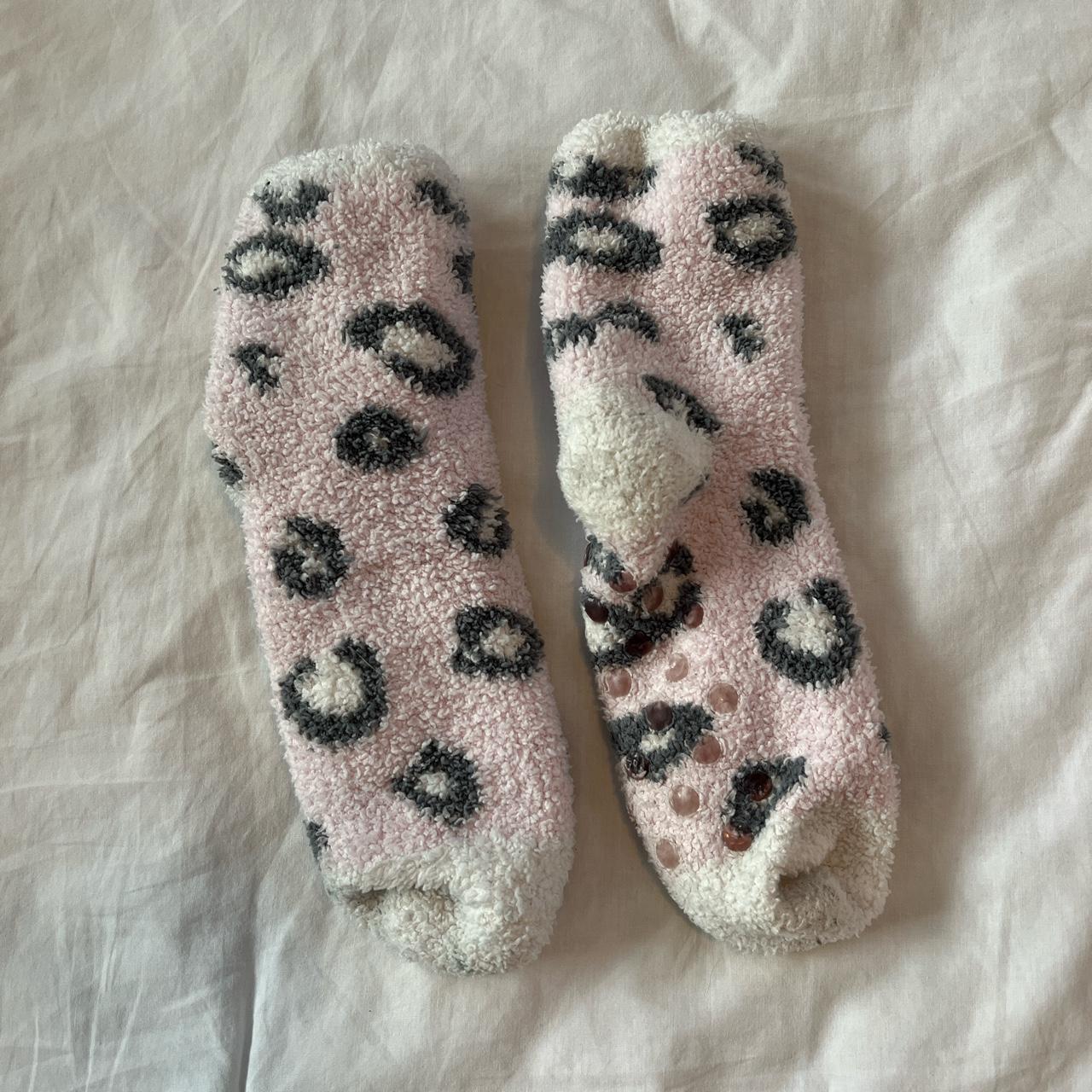 pink leopard print fluffy socks 💕 - Depop