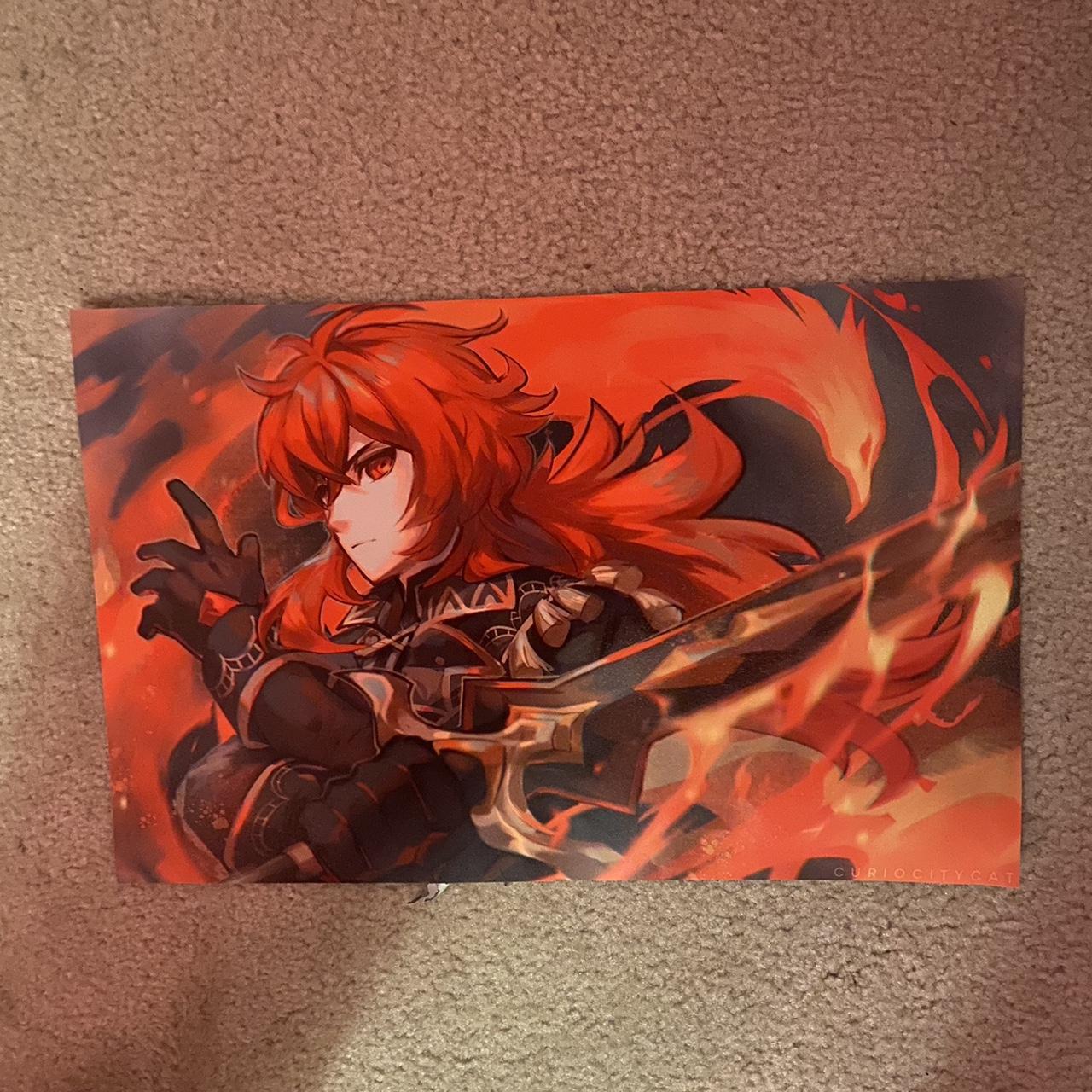 Diluc genshin impact Elemental Burst poster. From... - Depop