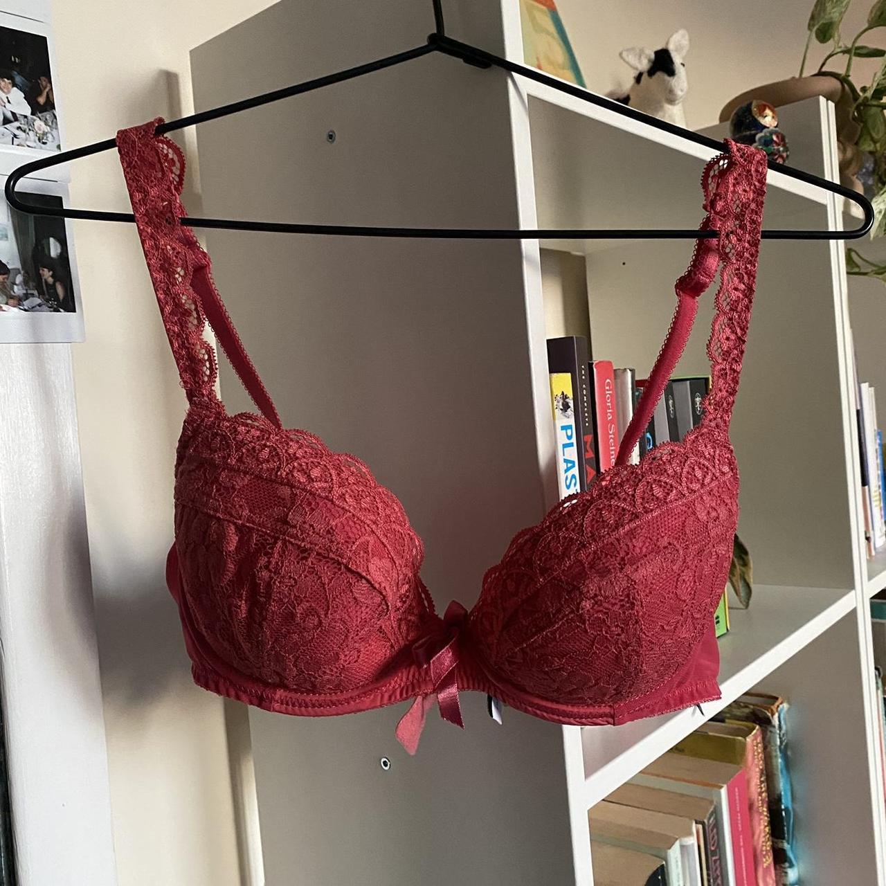 Deep pink lace bra 💗 Brand: Pour Moi Size:... - Depop