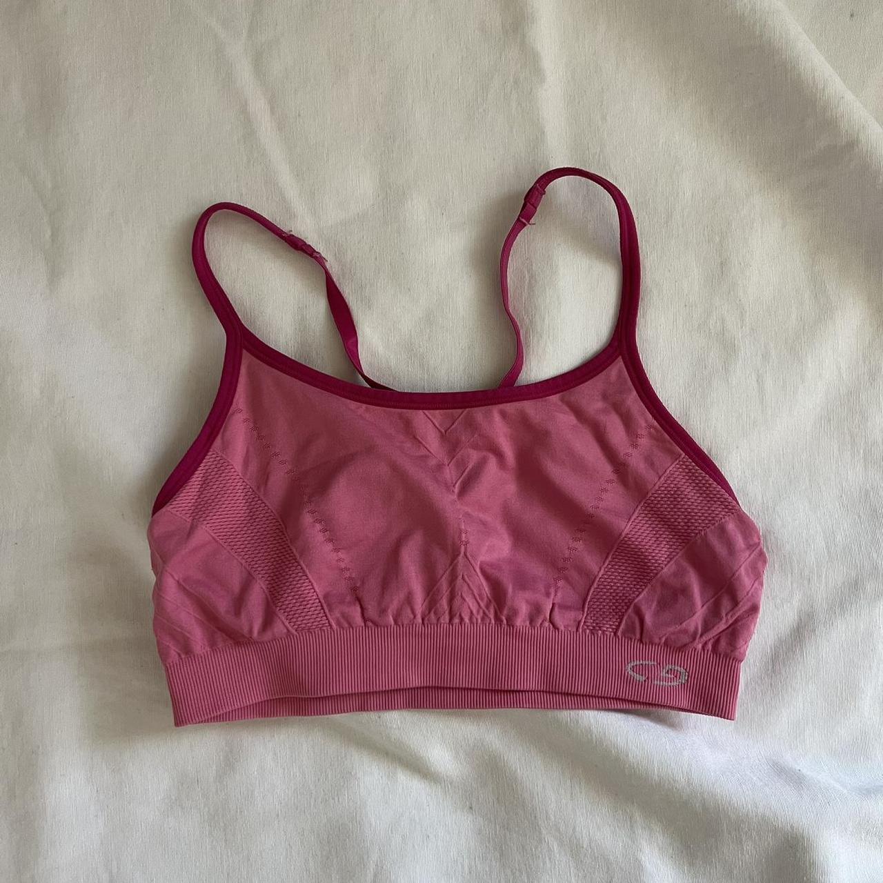 pink champion sports bra no padding more $4 gym... - Depop