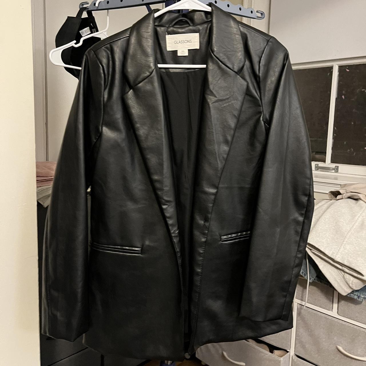 faux leather blazer from glassons size... - Depop