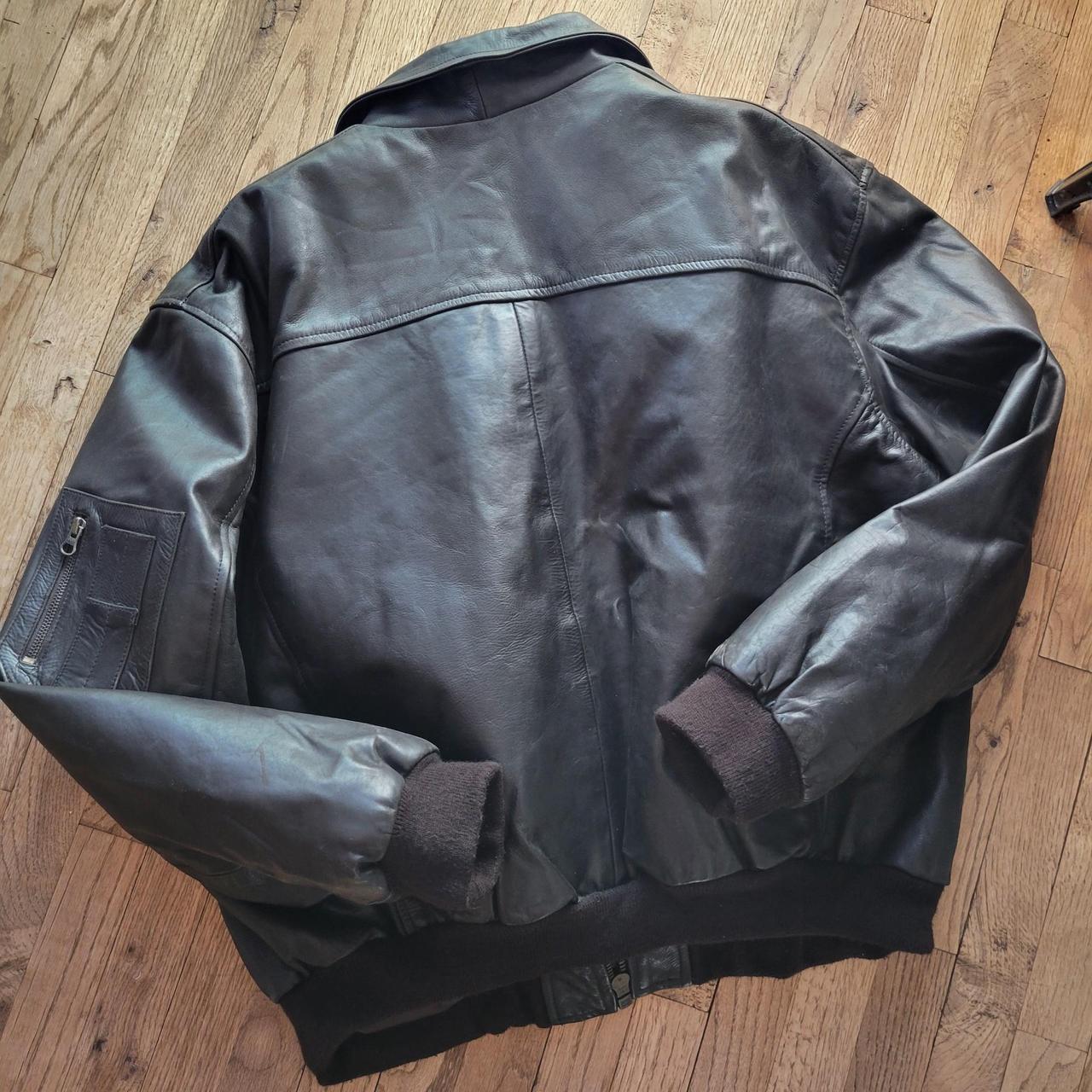 MDK Vintage Aviator Leather Jacket Size XXL Dark... | Depop