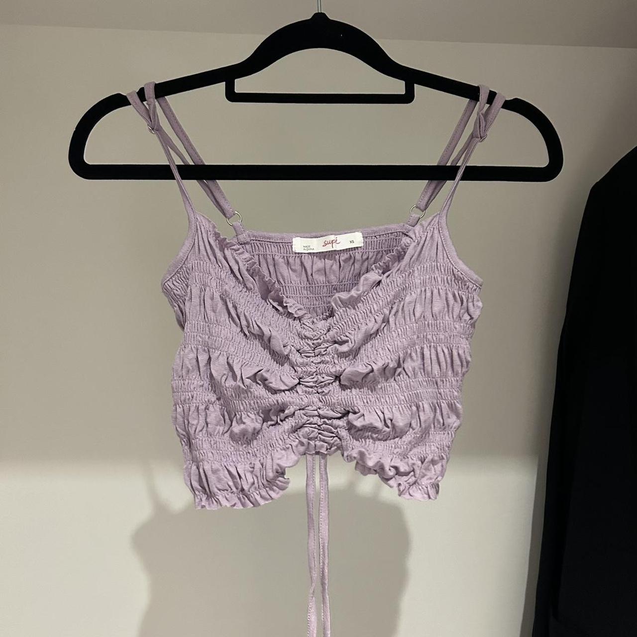 supre ruched/shirred purple top worn a few times - Depop