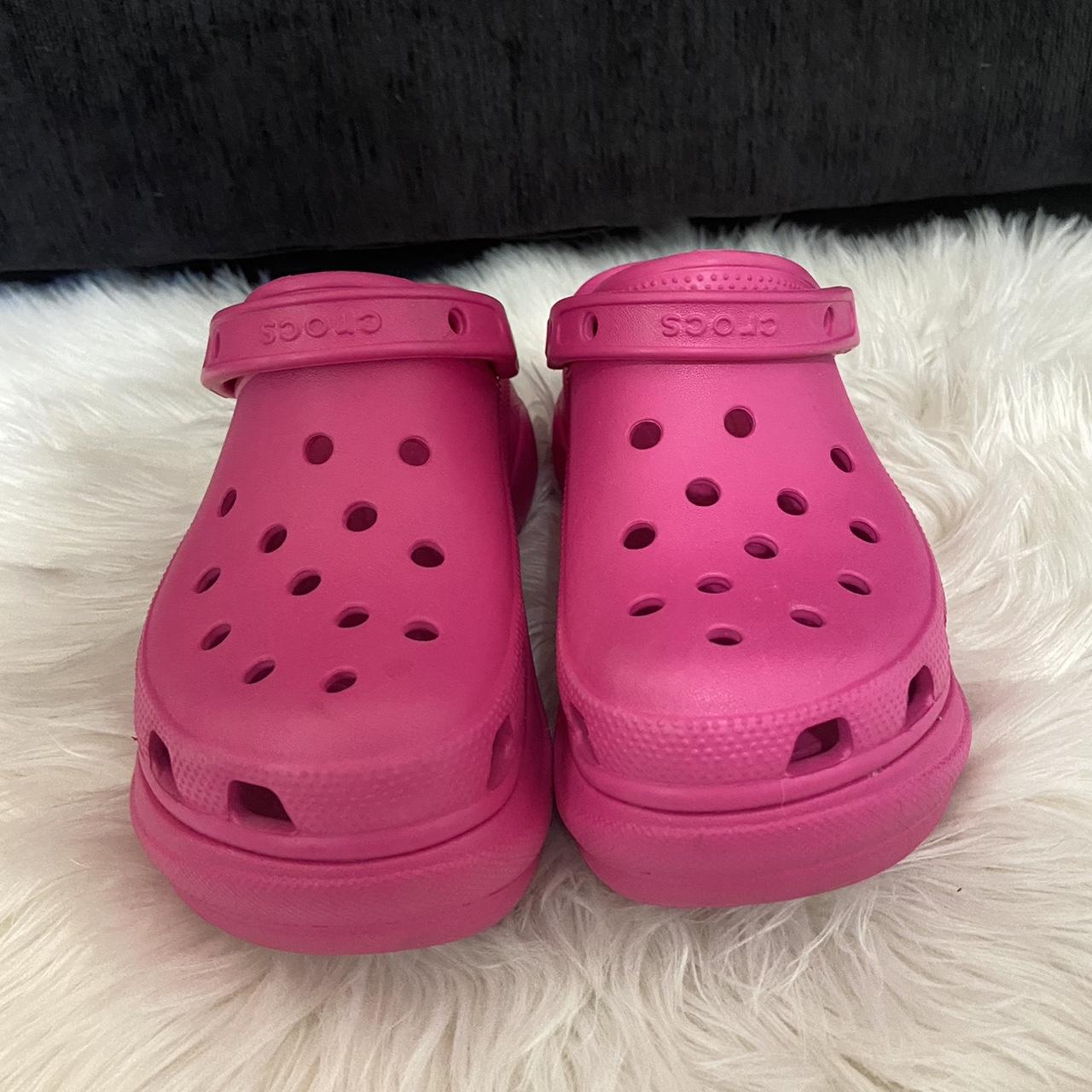 Crocs Women's Pink Slides | Depop