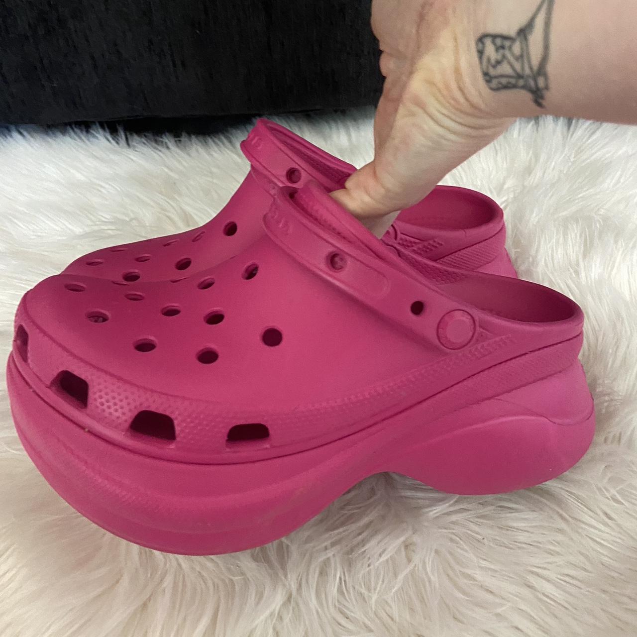 Crocs Women's Pink Slides | Depop
