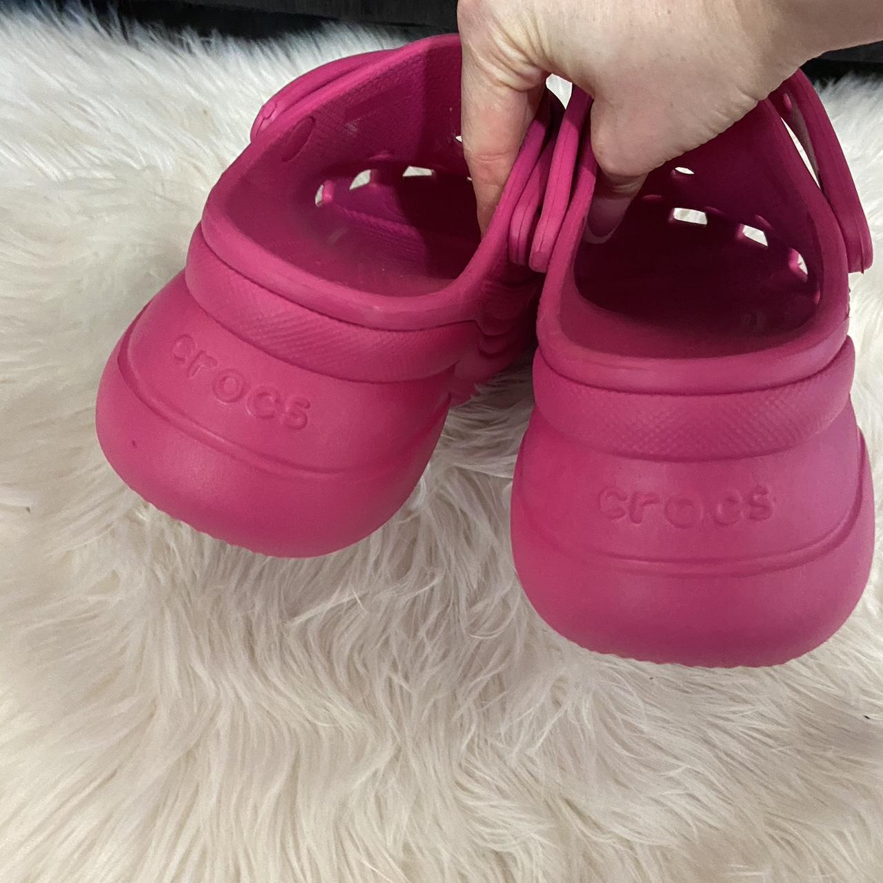 Crocs Women's Pink Slides | Depop