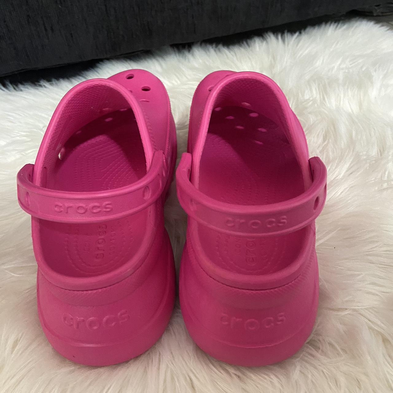 Crocs Women's Pink Slides | Depop