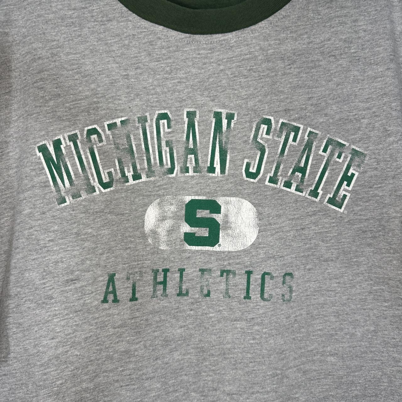 Distressed grey MSU Michigan state athletics starter... - Depop