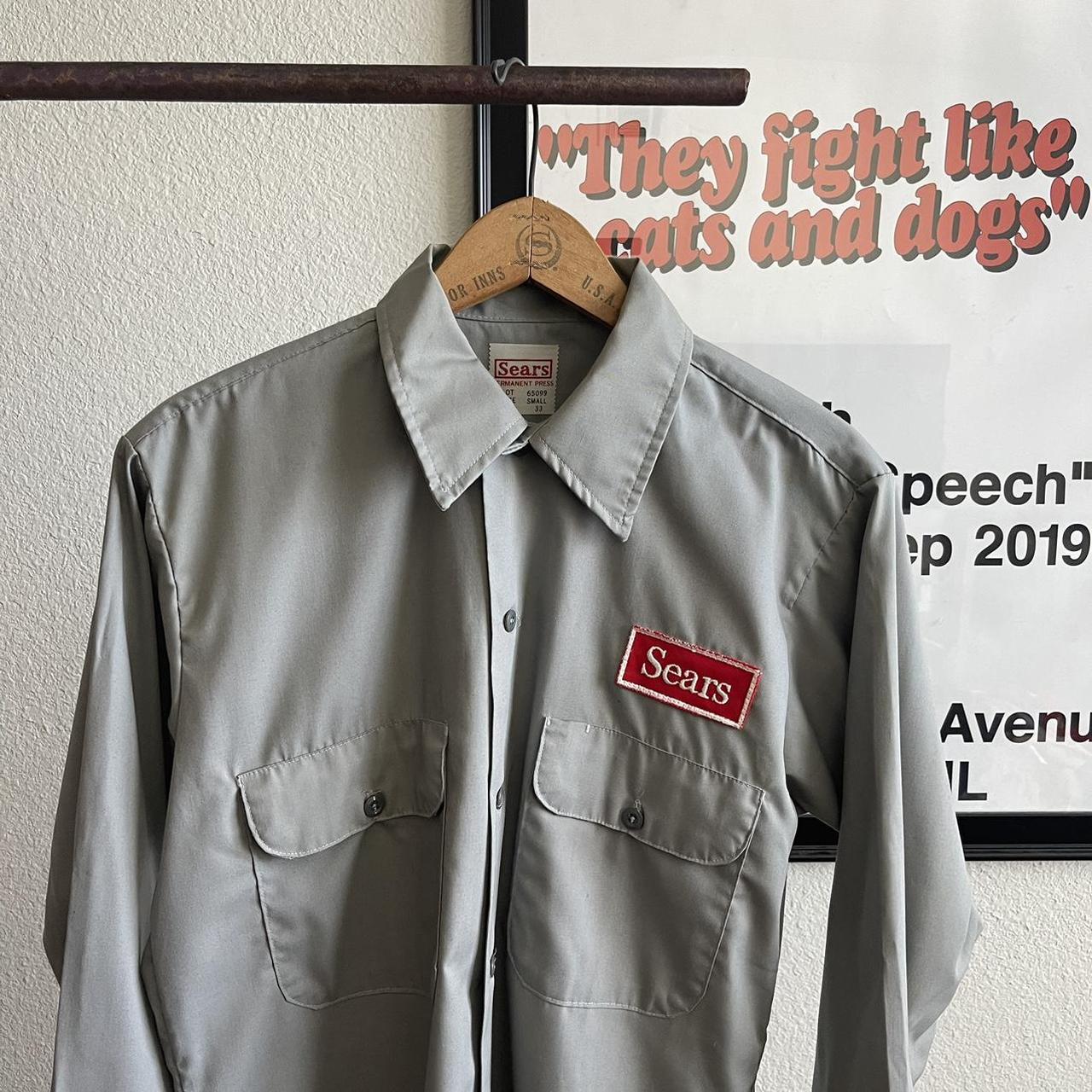 Vintage 1970s Sears Work Button Up Long Sleeve... - Depop