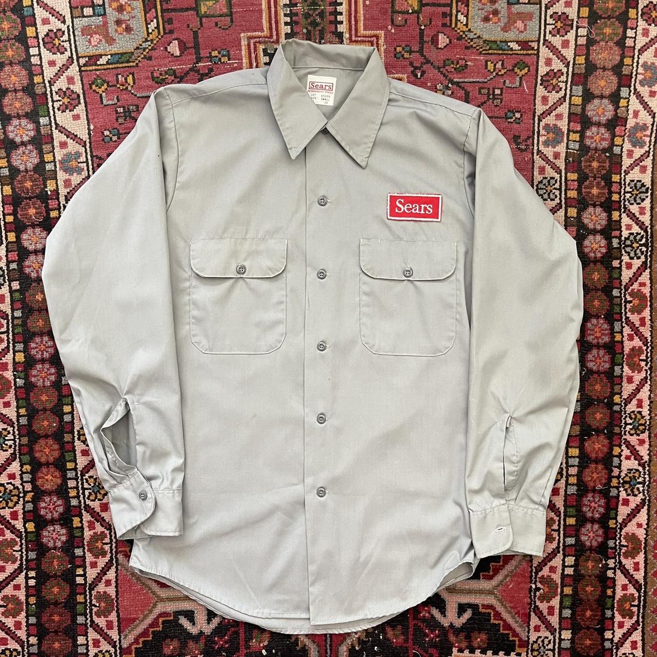 Vintage 1970s Sears Work Button Up Long Sleeve... - Depop