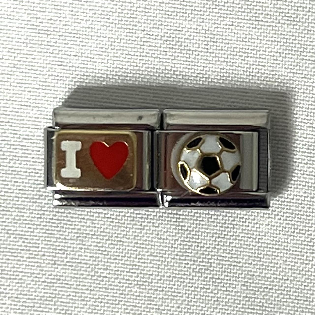 #281 I ️ soccer Italian charm link (18 charms... - Depop