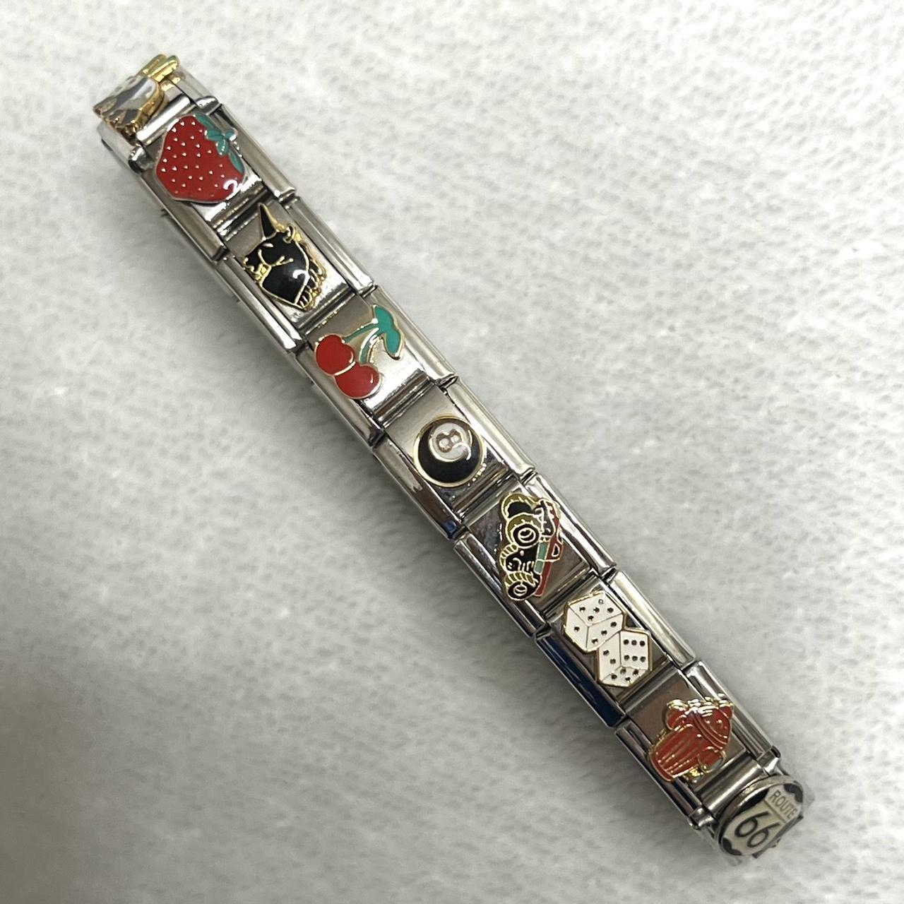 18 link red, black, and white Italian charm... - Depop