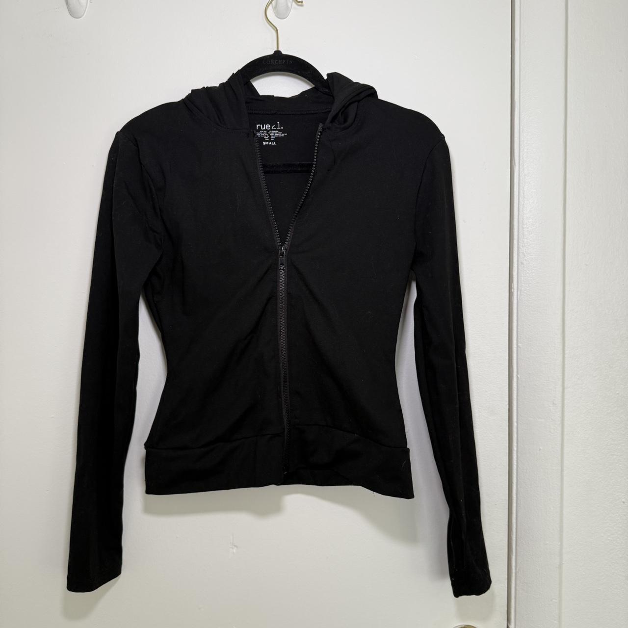 Black tight fitting work out jacket | Depop