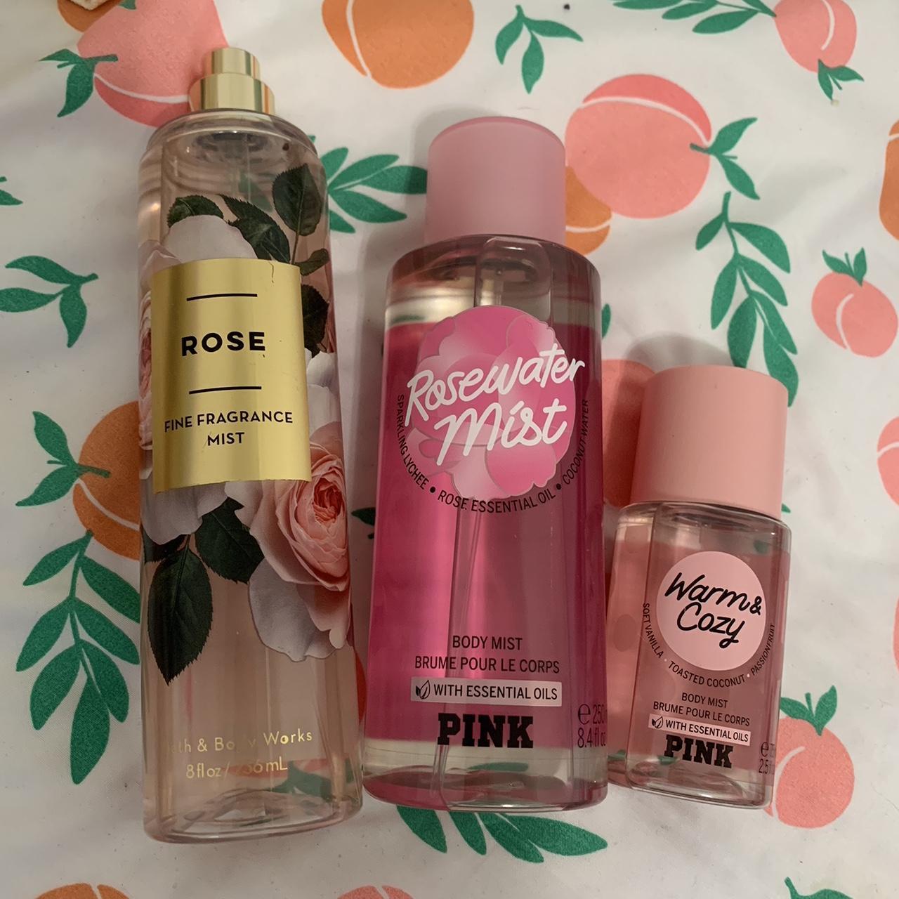 Perfume lot, rose, rose water mist, cozy. Pink and... - Depop