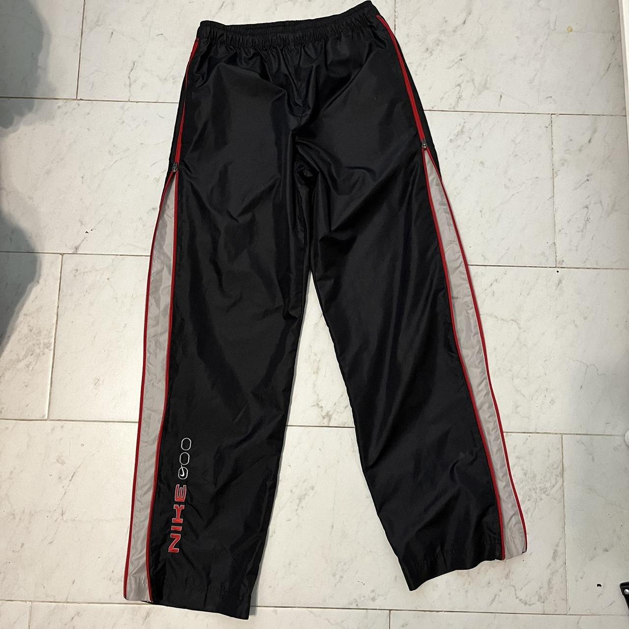 Nike track pants Black with grey and red Zipper... - Depop