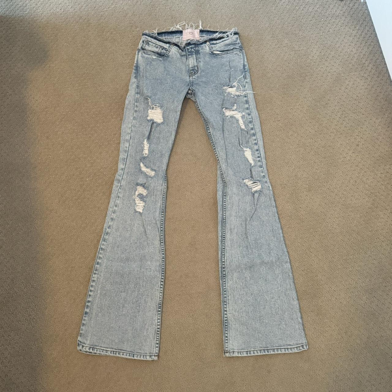 revice denim low rise ripped light blue jeans,... - Depop