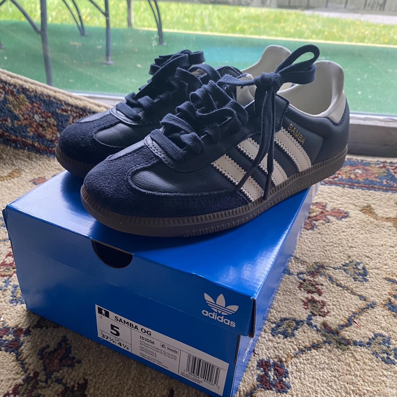 Adidas sambas!! Blue/cream color way Size 5 women’s... | Depop